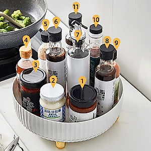 360° Rotating Lazy Susan, Makeup Organizer,Turntable Organizer for Cabinet, Rotating Storage Tray Round Turntable Storage Tray for Vanity Bathroom Kitchen Organized, Cosmetics, Condiment White L