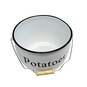 Treasure Gurus 3pc Set Rustic White Enamel Potato Onion Produce Storage Basket Metal Vegetable Bin Farmhouse Decor