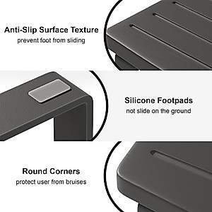 Squatting Potty for Adults, 7in Wooden Poop Stool Adult, Matte Black Bamboo Toilet Stool Squat Adult, Wood Pooping Stool for Bathroom, Toilet Foot Stool for Kids with Non-Slip Mat