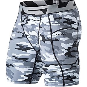 TSLA Men's Athletic Compression Shorts, Sports Performance Active Cool Dry Running Tights, Hyper Control Military Camo Grey, Small
