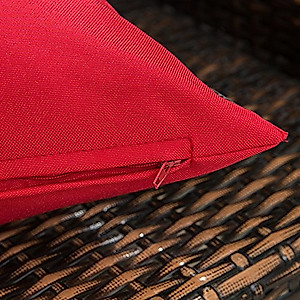 MIULEE Pack of 2 Decorative Outdoor Waterproof Pillow Covers Square Garden Cushion Sham Throw Pillowcase Shell for Patio Tent Couch 20x20 Inch Red