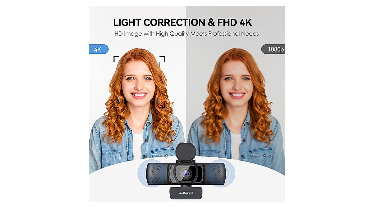 AUSDOM 4K Webcam with Microphone - Ultra HD Video & Auto Focus