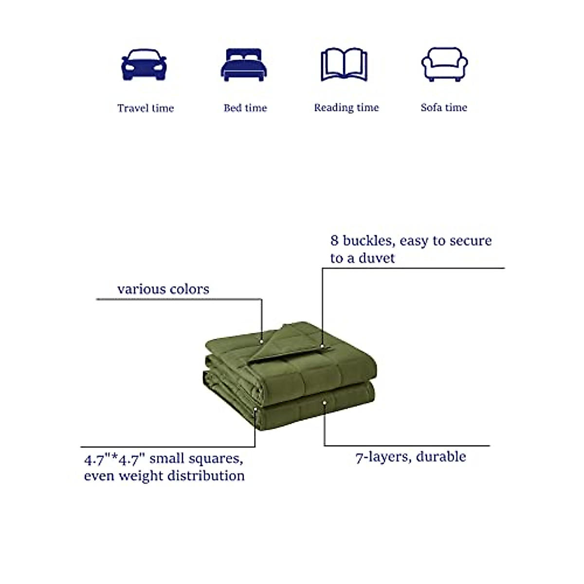 BB BlinBlin Weighted Blanket Heavy Blanket for Cool & Restful Sleep, Premium Soft Material and Glass Beads (Veridian Green, 60''x80'' 25lbs), Suit for One Person(~240lb) Use on Queen/King Bed