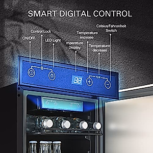 HCK Beverage Refrigerator 15 Inch, Under Counter Beverage Fridge with Stainless Steel Door, 3.18 cu.ft Built-in and Freestanding Outdoor Mini Fridge for Patio, Outdoor Kitchen, Soda and Beer