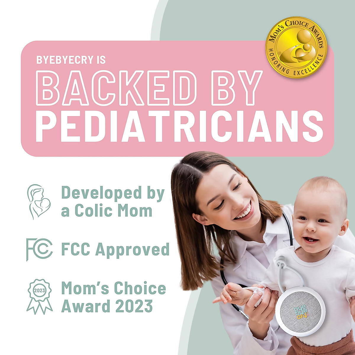Instant Colic Baby Relief Sound Machine, Pediatrician-Approved, Mom's Choice Award, Colic Specific Engineered Sounds, No Medicine Or Drops, Designed by Mom of Colicky Babies, Colic Calm