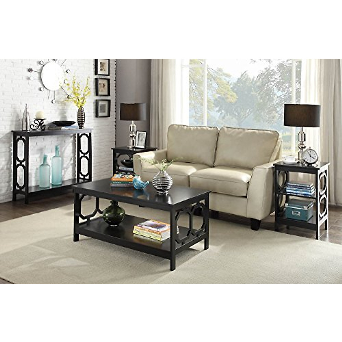 Convenience Concepts Omega 5 Tier Corner Bookcase, Black