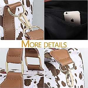 xinblueCo Cow Print Weekender Duffle Bag For Women Travel Tote Bag Overnight Weekend Bag Large Capacity Shoulder Bag, Brown