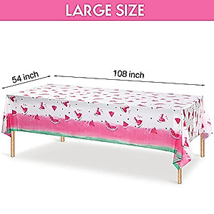 Watermelon Table Covers Tablecloth Plastic Disposable Summer Party Table Covers Watermelon Banner for Birthday Wedding Baby Shower Theme Party Decorations, 54 x 108 Inch (3 Packs)
