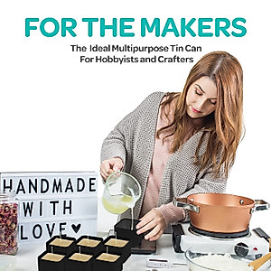 Hearts & Crafts Black Square Candle Tins 8 oz with Lids - 24-Pack of Bulk Candle Jars for Making Candles, Arts & Crafts, Storage, Gifts, and More - Empty Candle Jars with Lids