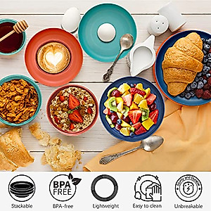 Dhnvcud 18-Piece Plates and Bowls Sets,Wheat Straw Dinnerware Sets for 6,Unbreakable Plastic Dinnerware Set,Reusable Plates,Bowls and Cups,Plastic Dishes Set for Kitchen,Outdoor Camping,RV