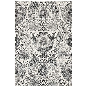 SAFAVIEH Madison Collection 4' x 6' Cream / Silver MAD600D Boho Chic Glam Paisley Non-Shedding Living Room Bedroom Accent Rug