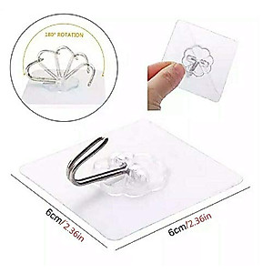 YIKUER Transparent Adhesive Hooks 30 lb(Max), Waterproof & Oilproof Reusable Seamless Hooks, Heavy Duty Wall Hook for Kitchen Bathroom Office (20), (20hook), 2.36