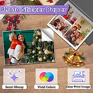 Koala Semi Glossy Sticker Paper for Inkjet and Laser Printer 100 Sheets Printable Sticker Paper, 8.5 x 11 Inch Adhesive Photo Sticker Paper, Work Well with Cutting Machine