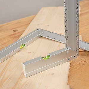 POWERTEC L Square 3pc, Try Square, 90 Degree Measuring Tools w/Bubble Levels, Machinist Square for Router Fence, Table Saw Blade, Woodworking, Carpentry Work, Frame Work (80005)