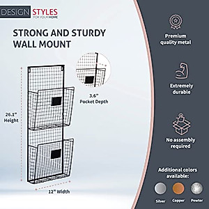 Two Tier Wall File Holder – Durable Black Metal Rack with Spacious Slots for Easy Organization, Mounts on Wall and Door for Office, Home, and Work – by Designstyles