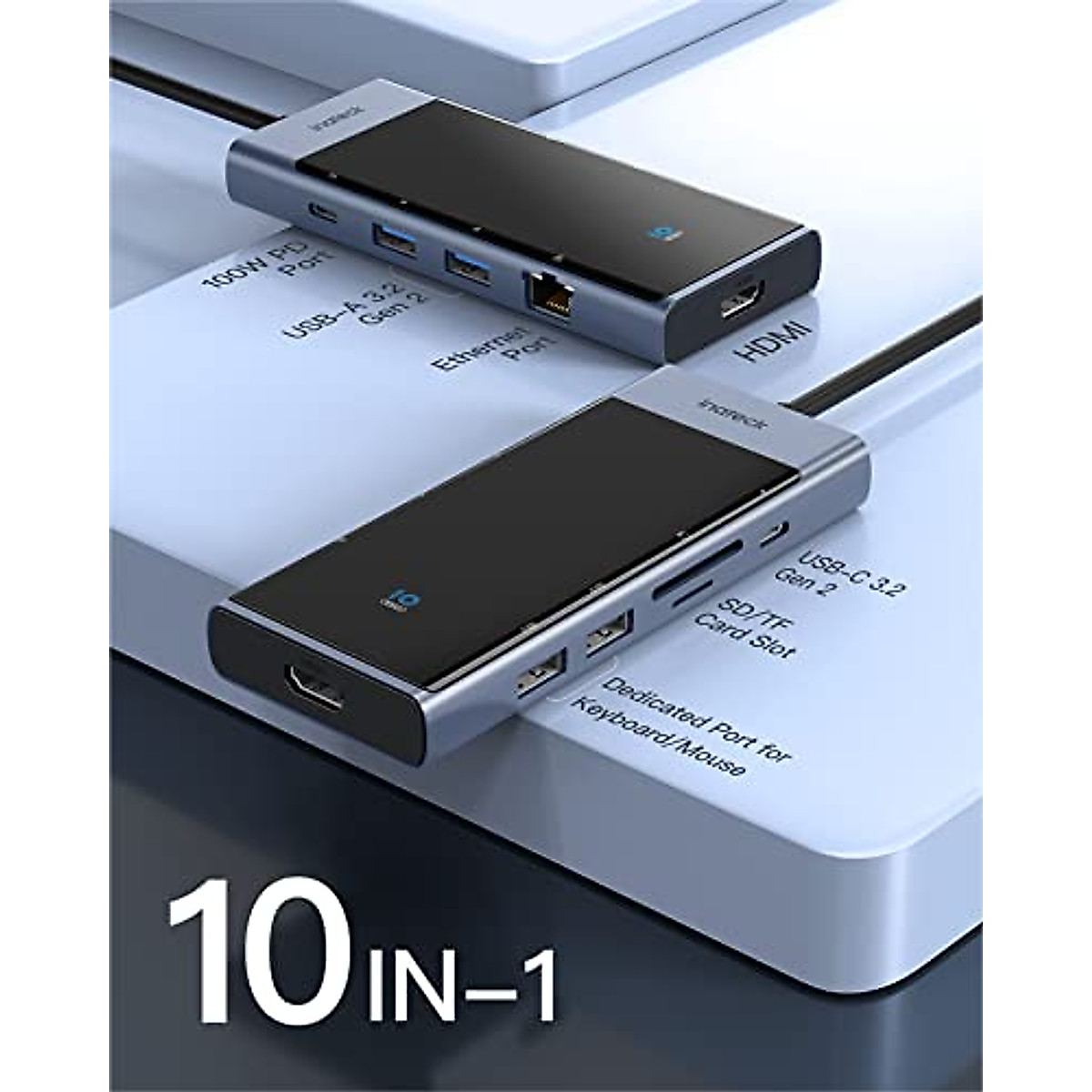 Inateck USB C Hub with 10 Ports, USB 3.2 Gen 2 Speed, 1.6ft Cable, HB2026