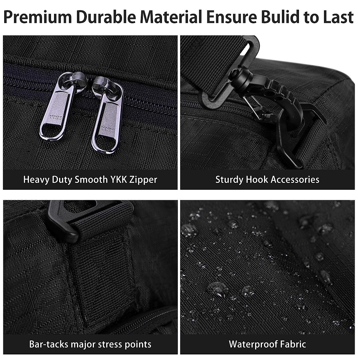 Duffel Bags for Traveling, 65L Carry on Foldable Weekender Overnight Bag for Men Women Waterproof Weekend Travel Duffle Bags with Shoe Compartment,Black