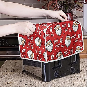 JEOCODY Christmas Santa Claus Toaster Bread Maker Cover Quilted Toaster Cover 2 Slice Kitchen Small Appliance Covers, Toaster Cover Fits for Most Standard 2 slice Toasters