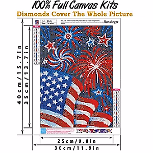 DIY 4 Th of July Diamond Painting Kits For Adults Patriotic,Diamond Art by Number Kit Celebrate American Flag Crystal Embroidery Beginner Arts Full Round Drill Crafts Home Wall Decor Gifts 12X16in