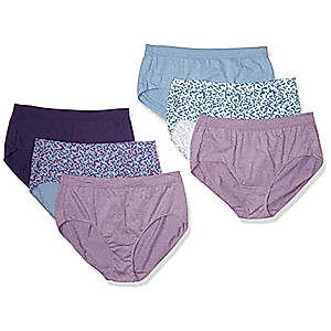 JUST MY SIZE Women's Plus Size Cool Comfort Ultra Soft Brief 6-Pack, Assorted, 11