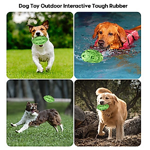 ZHAN Multifunctional Durable Natural Rubber Dog Training Ball Toy Squeaky Chew Interactive Teeth Cleaning Rugby Toy Pet Exercise Game Ball for Medium and Large Dogs (Green)