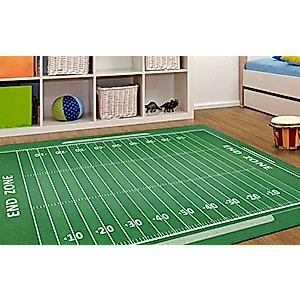 Brumlow MILLS Washable Sports Field Print Indoor or Outdoor Rug for Living Area or Play Room, Bedroom Mat, Patio Carpet or Entryway Rug, 5' x 8', Football