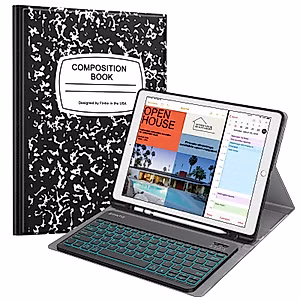 Fintie Keyboard Case - 2017/2015 iPad Pro 12.9 inch (Old Model) 1st & 2nd Gen Case, Soft TPU Protective Cover, [7 Color Backlit] Magnetically Detachable Wireless Bluetooth Keyboard, Composition B