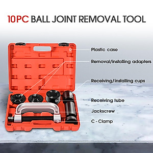 DHA Heavy Duty Ball Joint Press & U Joint Removal Tool Kit with 4x4 Adapters for 2WD 4WD Car Light Truck, Upper and Lower Ball Joint Press Kit Remover Installer Service Set