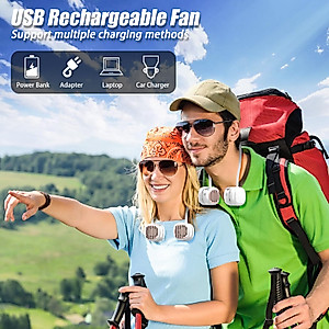 EZ Tuxedo Portable Neck Fan.Hands Free Portable Fan 3 Speeds Bladeless, 360°Adjustable Cooling Personal Fan,Display Electricity.USB Rechargeable Fan for Women Men,outdoor, Travel (white)
