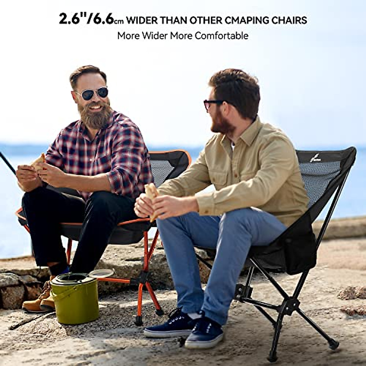 Sportneer Portable Folding Lightweight Camping Chair Camp Chair for Adults Foldable Compact Beach Backpacking Chairs Outdoor Chair for Camping Hiking Lawn Picnic Outside Travel (2, Orange)