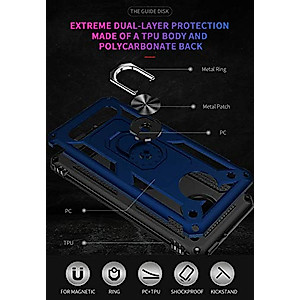 Moto Z4 Case,Moto Z4 Play Case, [ Military Grade ] 15ft. Drop Tested Protective Case with Magnetic Car Mount Ring Holder Stand Cover for Moto Z4/Z4 Play - Blue