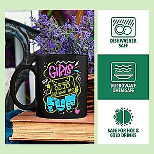 TUANDANG GOOD DEAL Funny 80's Girls Just Wanna Have Fun Nostalgia 1980s Black Coffee Mug 11oz Black Coffee Mug 11oz…