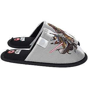 STAR WARS Kids Slipper, Mismatch Scuff Slide Slipper, Grey, Big Kid Size 3-4/Women's 5-6