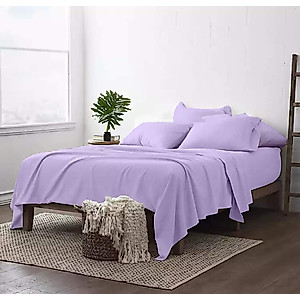 MGPS 100% Real Certified Organic Cotton Bedsheet Set, Full Size 6 Piece 800-Thread-Count Sheet Set, [1 Fitted + 1 Flat + 4 Pillowcases], Fits Mattress Upto 8" Deep Pocket - Lilac