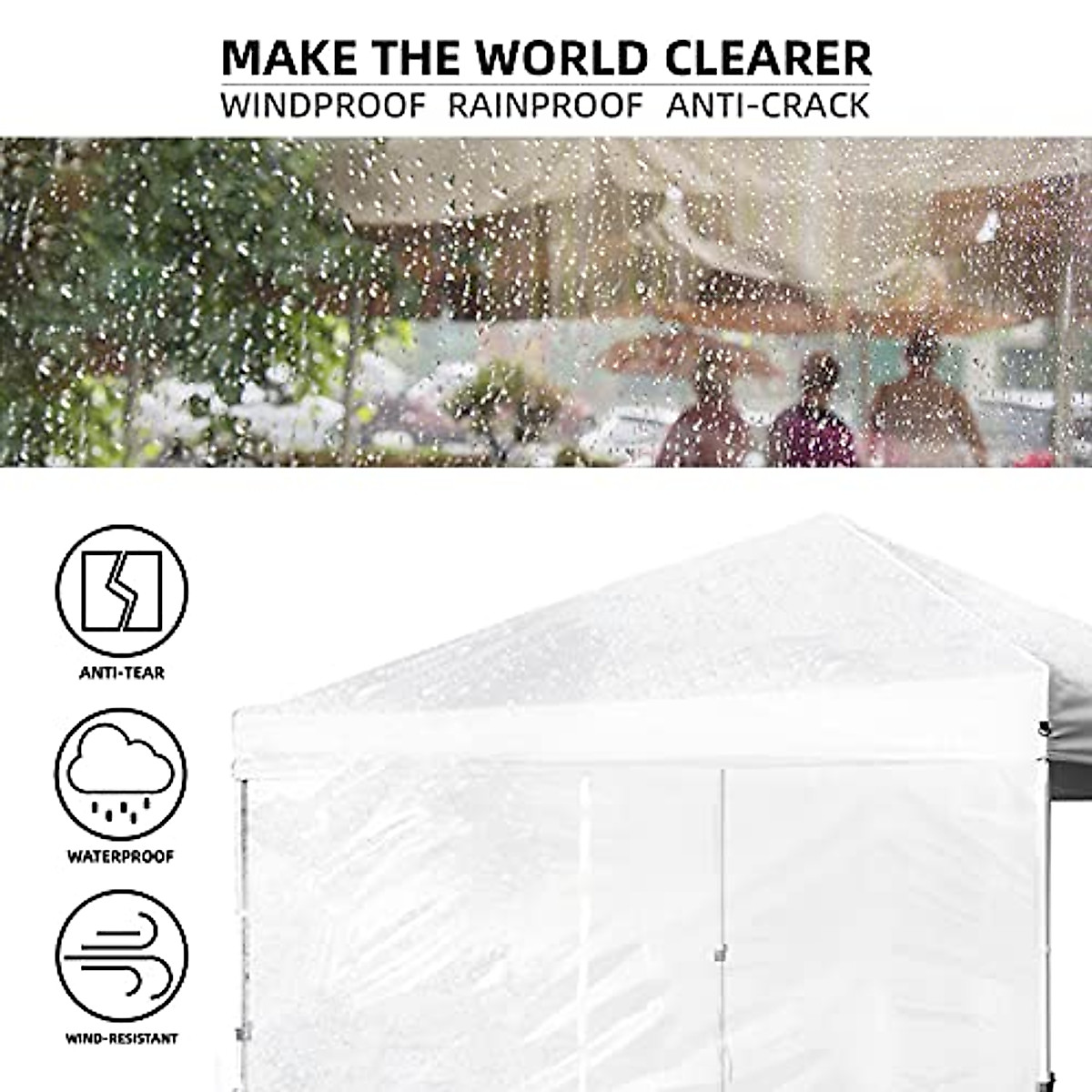 Turtle Life Clear Sidewall for 10 x 10 Pop up Straight Canopy Tent, Transparent Sunwalls, 1 Pack Panel Only