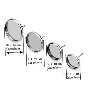 Anneome 80pcs Ear Stud Bezel Post Back Earrings Blank Safety Pin Earrings Stud Earring Posts Earring Bezel Setting Stud Earring Backs Flat Earring Post DIY Earring Base Not Baffle