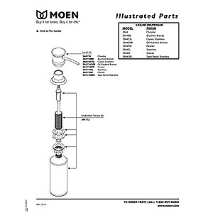 Moen Spot Resist Stainless Deck Mounted Kitchen Soap Dispenser with Above the Sink Refillable Bottle for Kitchen Sink, 3944SRS
