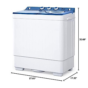 Winado 26LBS Portable Washing Machine, Compact Mini Washer Machine & Dryer Combo, Built-in Gravity Drain, Small Twin Tub Washer with Spin Cycle for Laundry Room, Apartments, Dorms, RV's (Blue)