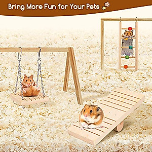 Nobleza Guinea Pig Toys, 7 Pack Natural Wooden Hamster Chew Toy Set, Teeth Care Molar Exercise Toys for Pet Rats, Dwarf Syrian Hamsters, Chinchillas, Gerbils