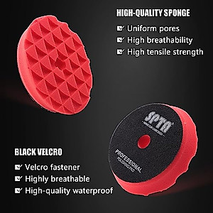 Buffing Polishing Pads, SPTA 6 Inch 150mm Body Repair Polishing Pad Set Made for 6 Inch Backing Plate, 6 Pcs Buffing Pads with Sponge, Wool and Micro-Fiber Pad Set for Car Detailing polishing Buffing
