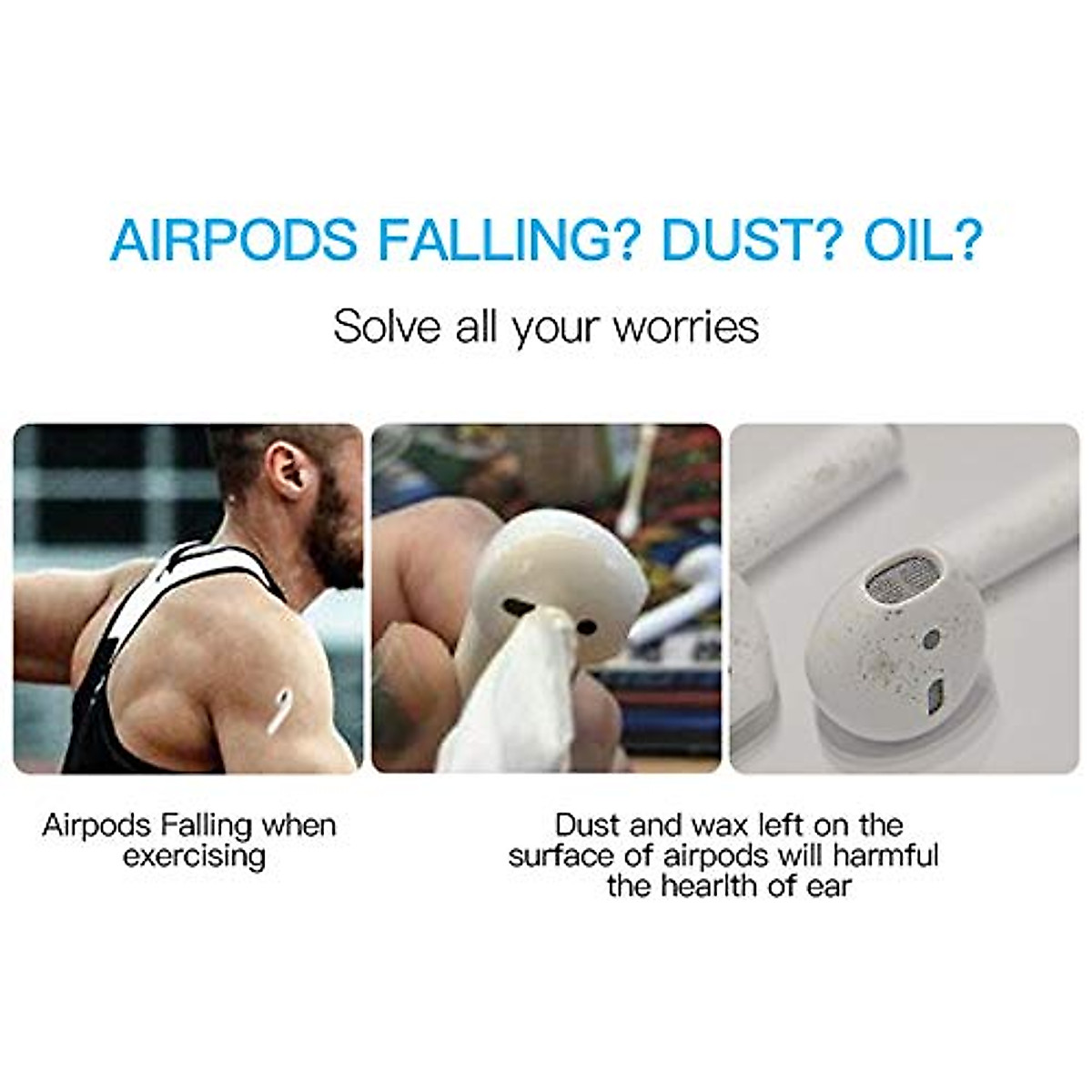 DamonLight (Fit in The case) Airpods Earpods Covers Anti-Slip Silicone Soft Sport Covers Accessories for AirPods Earbud AirPods Ear Tips 2 Pairs (White)