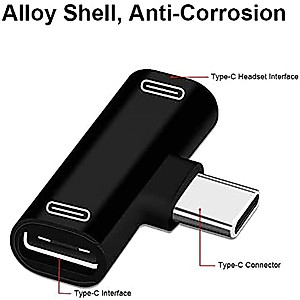 U-K 2 in 1 USB C Splitter Type C Male to Dual Type C Female Headphone Charger Adapter Splitter Converter for Headphones Practical and Attractive