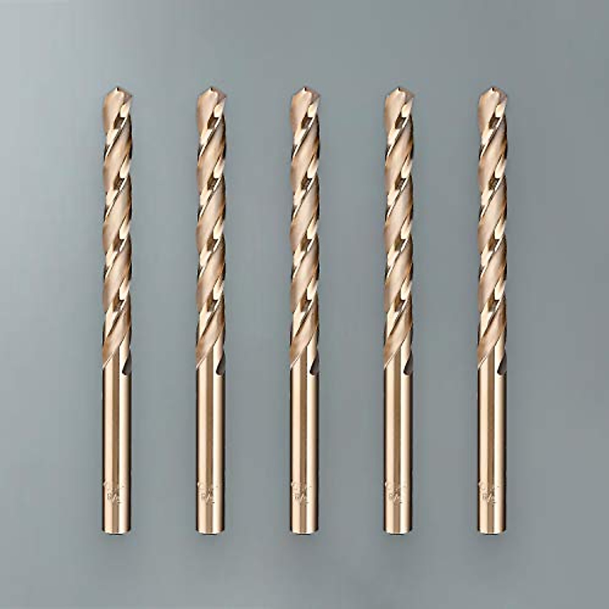 Lichamp 3/8" HSS Cobalt Drill Bits 5PCS with Three Flute for Hard Metal, Hardened Stainless Steel and Cast Iron