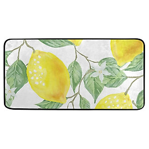 Lemon Kitchen Rug Fruits Runner Rug, Door Mat Bath Rug Home Decor Floor Mat Non-Slip Carpet for Kitchen Living Bedroom 39 x 20 Inch