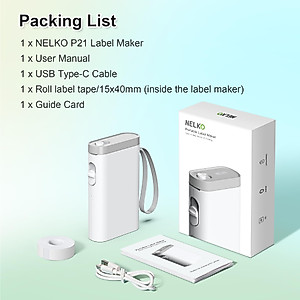 Nelko Label Maker Machine with Tape, P21 Portable Bluetooth Label Printer, Wireless Built-in Cutter Sticker Maker Mini Label Makers with Multiple Templates for Organizing Storage Office, Light Yellow