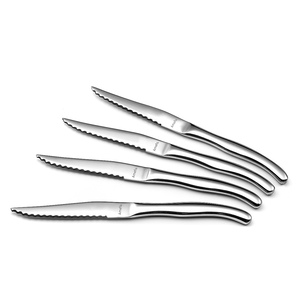 Amefa 6-Piece Virgule Mirror Steak Knife Set, Silver