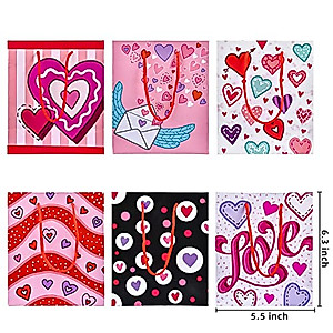 JOYIN 12 Pcs Valentine's Day Paper Gift Bags with with Tissue, Paper Wrapping Kraft Bags for Funny Gift Giving Novelty Gift Exchange Gift Wrapping Valentines Gift Bags Party Favors