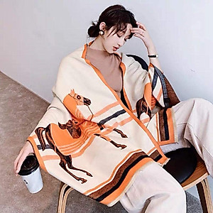 EXTREE Fashion Design Tie Scarfs for Women - Winter Warm Small Plaid Pointed Wool Scarf