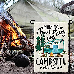 Camping Making Memories Garden Flag 12x18 Inch Double Sided RV Campsite Campfire Outside Party Decoration Yard Décor
