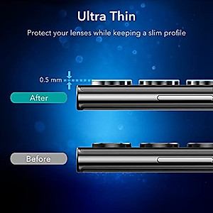 ESR Camera Lens Protector Compatible with Samsung Galaxy S22 Ultra (2022), Scratch-Resistant Ultra-Thin Tempered Glass with Aluminum Edge, Set of 5, Black